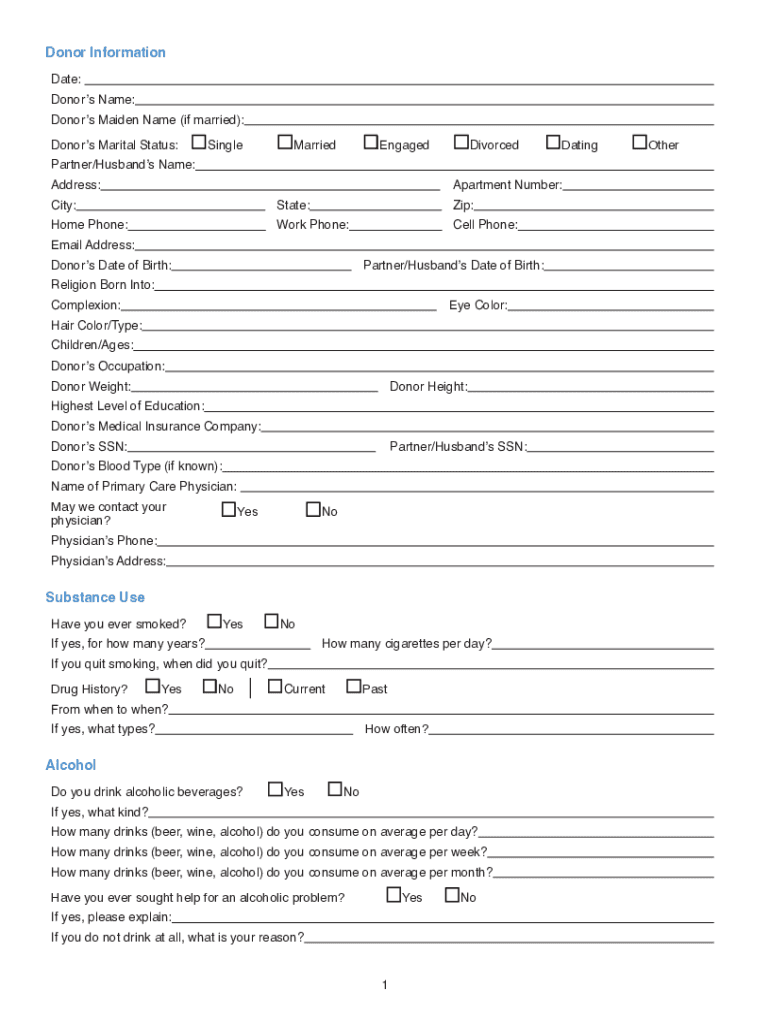 Fillable Online Egg Donor Application - Become an Egg Donor Fax Email ...