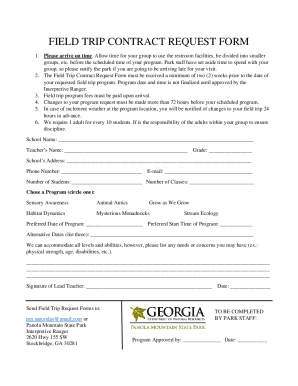 Fillable Online FIELD TRIP CONTRACT REQUEST FORM Fax Email Print ...