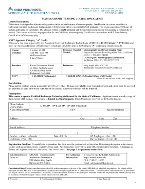 Fillable Online Mammography Certificate - Radiologic Technology Fax ...