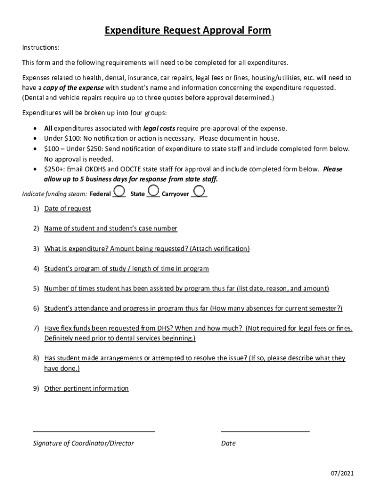 Fillable Online Expenditure Request Approval Form Fax Email Print - pdfFiller