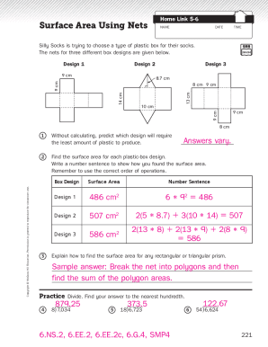 Fillable Online Drawing Nets and using Nets to Calculate Surface Area ...