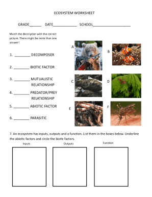 Fillable Online ECOSYSTEM WORKSHEET Fax Email Print - pdfFiller