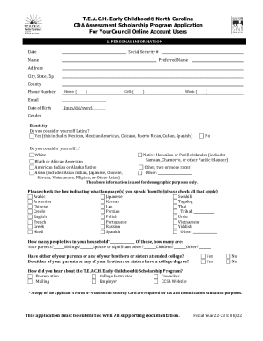 Fillable Online T.E.A.C.H. Early Childhood North Carolina CDA ... Fax Email Print - pdfFiller