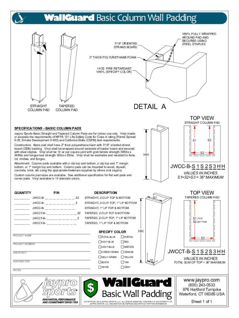 Fillable Online Wall Padding - WallGuard Fire/Impact Rated (2 ft. x 6 ft.) ... Fax Email Print ...