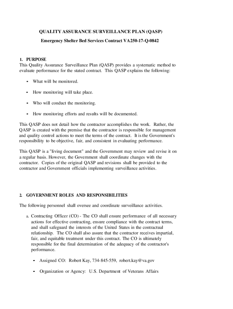 Fillable Online Quality Assurance Surveillance Plan (QASP) Template Fax ...