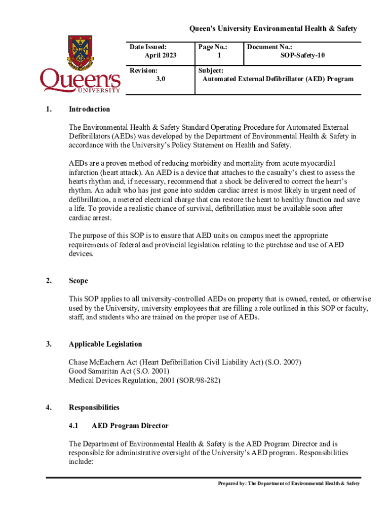 Fillable Online SOP-Safety-10 (AED Program) Fax Email Print - pdfFiller