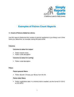 Fillable Online Examples of Patron Count Reports Fax Email Print ...