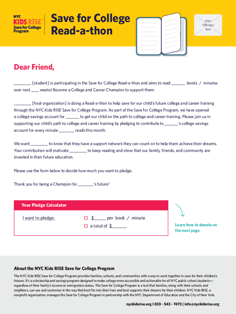 Fillable Online Read-A-Thon Fundraiser - Read, Raise Funds, Change ...