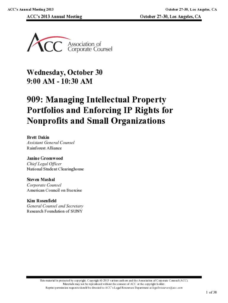 Fillable Online Managing Intellectual Property Portfolios and Enforcing ...