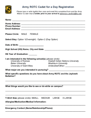 Fillable Online US Army Cadet Command Green to Gold Program Fax Email ...