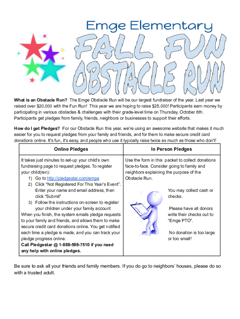 Fillable Online Obstacle Run 20220 pledge sheet Fax Email Print - pdfFiller
