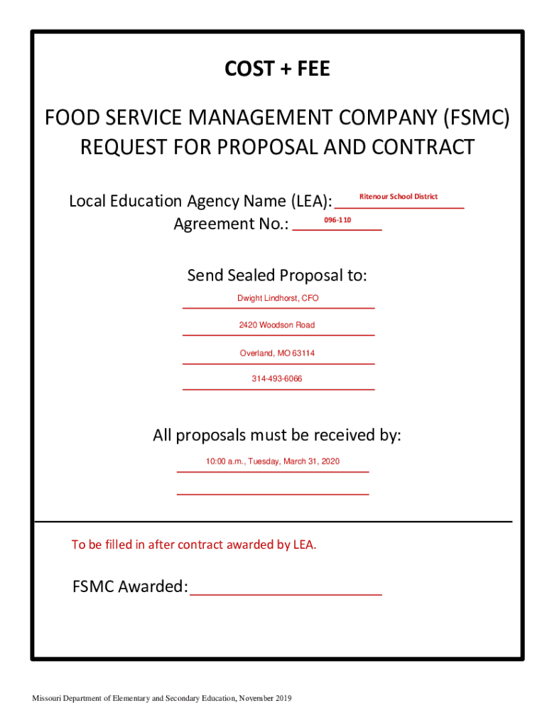 Fillable Online food service management company request for proposal ...