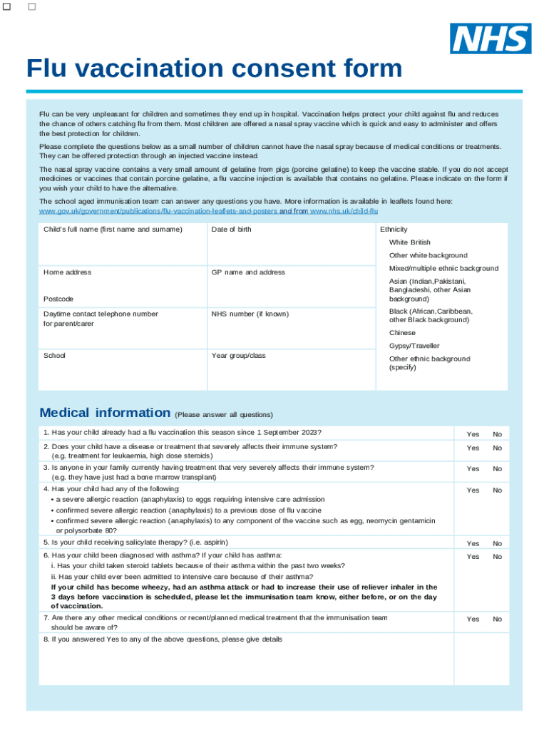 Flu vaccination consent . Flu vaccination consent . UK Health Security ...