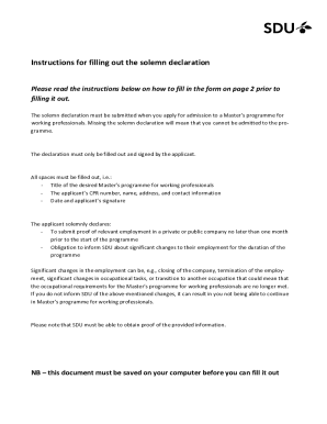 Fillable Online Instructions for filling out the solemn declaration Fax ...