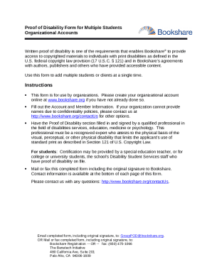 Book Share Proof of Disability - Visual Impairment Doc Template | pdfFiller