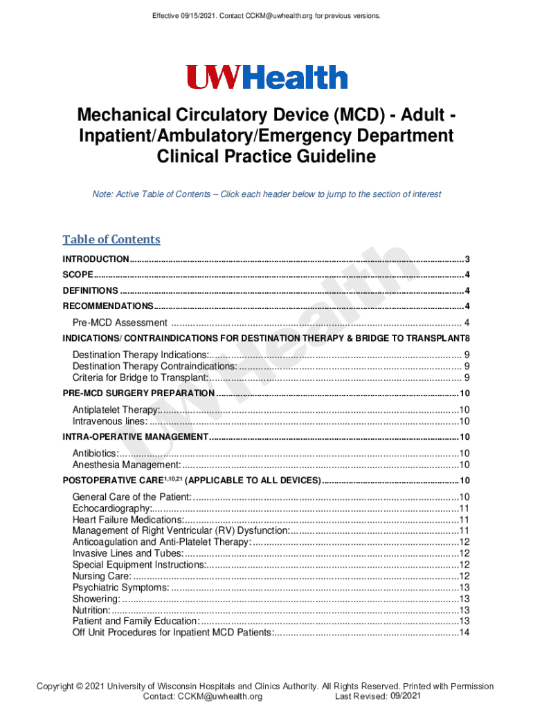 Fillable Online Mechanical Circulatory Device (MCD) - Adult - Inpatient ...