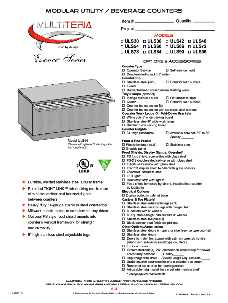 Fillable Online Beverage and Utility Counters - Tray Assembly and Storage Fax Email Print ...