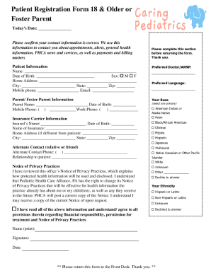 Fillable Online New Patient Registration Form (Over 18 only) Form ...