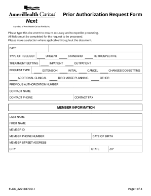 Fillable Online Prior Authorization Request Form - AmeriHealth Caritas ...