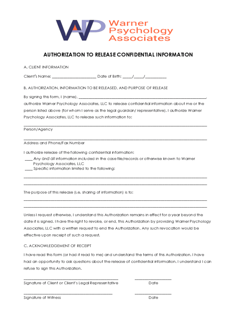 Fillable Online Authorization Form - Dr. Ellen K. Baker Fax Email Print ...