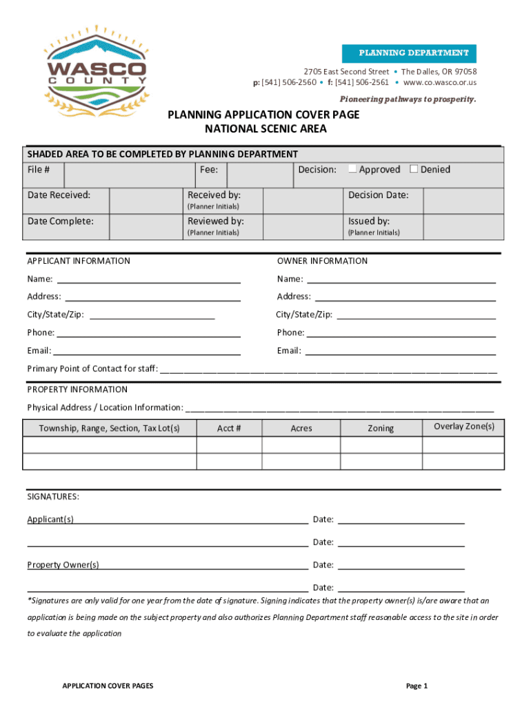 Fillable Online PLANNING APPLICATION COVER PAGE NATIONAL ... Fax Email Print - pdfFiller