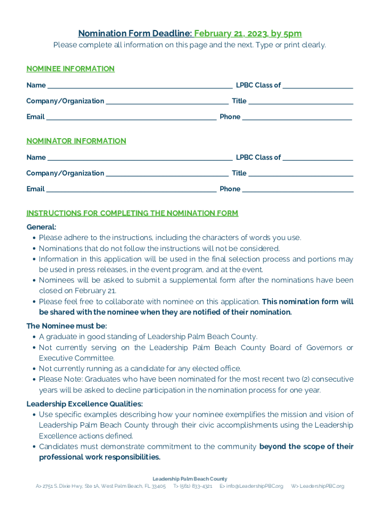 Fillable Online LEA Nomination Form 2023 Fax Email Print - pdfFiller
