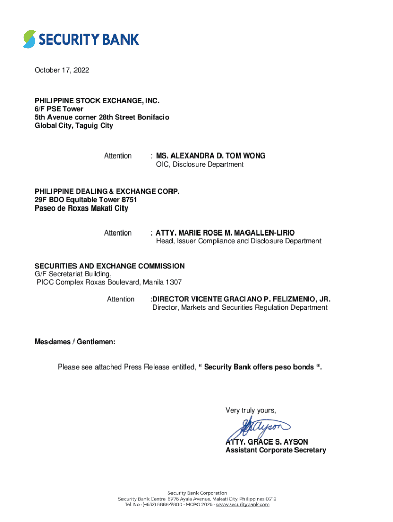 Fillable Online July 03, 2023 Philippine Stock Exchange, Inc. PSE Tower ...