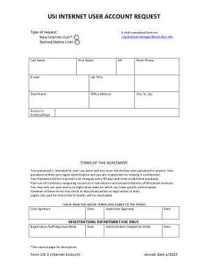 Fillable Online USI INTERNET USER ACCOUNT REQUEST Fax Email Print ...