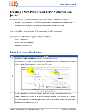 Fillable Online Creating a New Patient and TEMP Authorization. Creating a New Patient and TEMP ...