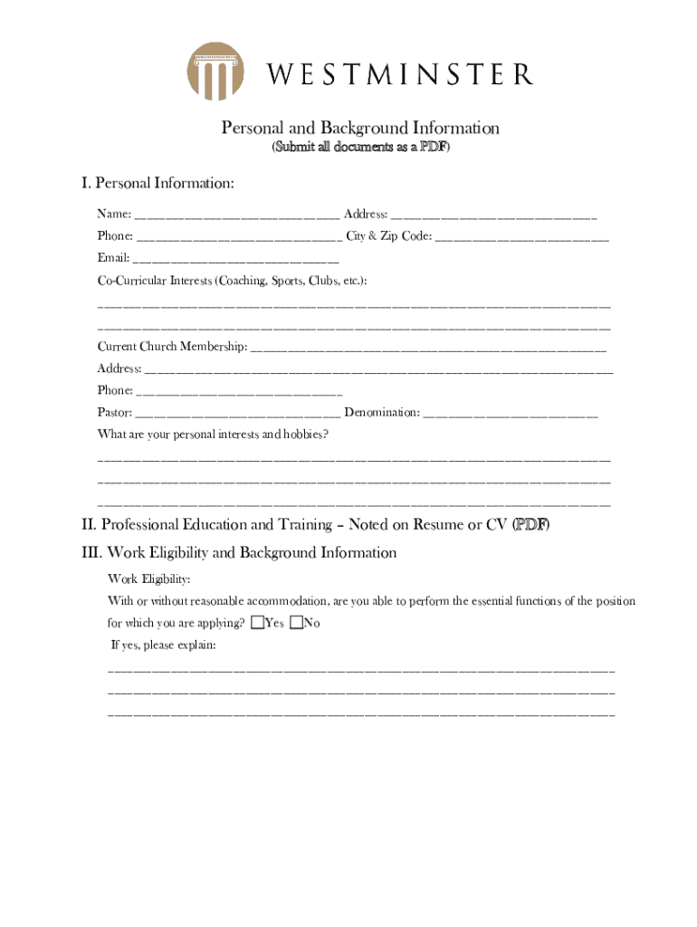 Fillable Online PDW Personal Data Worksheet.pdf Fax Email Print - pdfFiller
