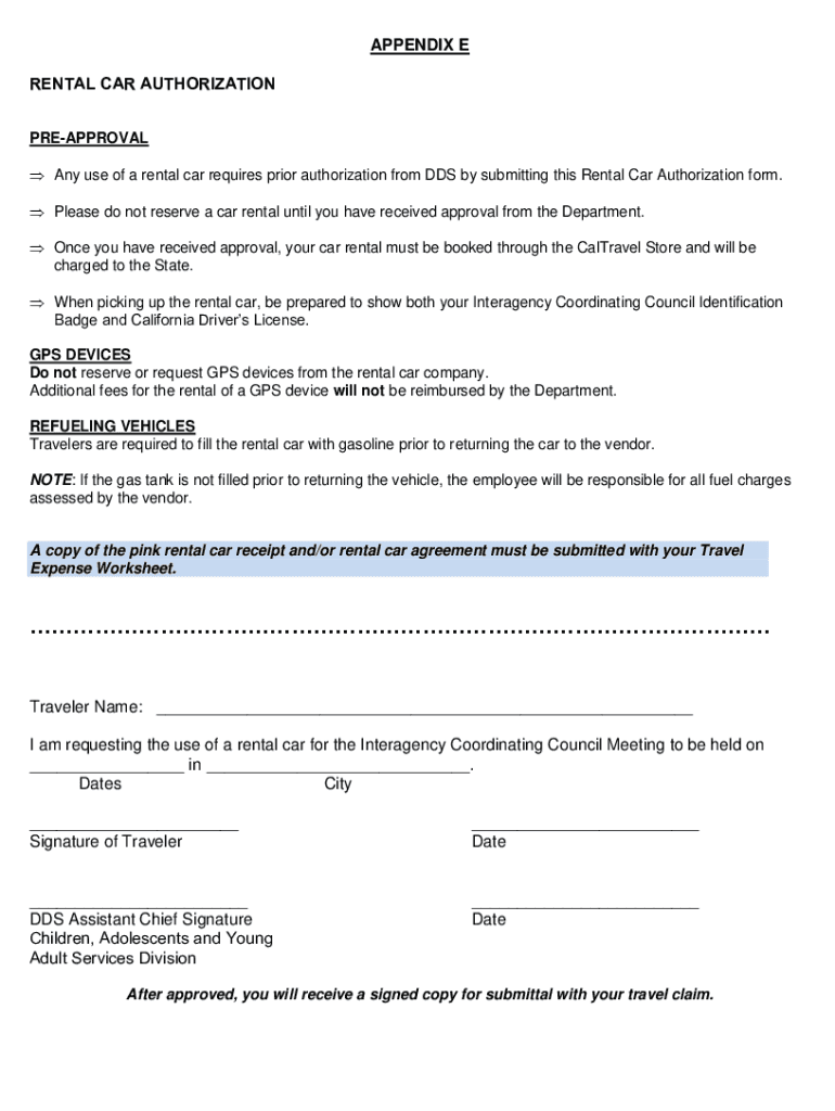 Fillable Online RENTAL CAR AUTHORIZATION Fax Email Print - pdfFiller