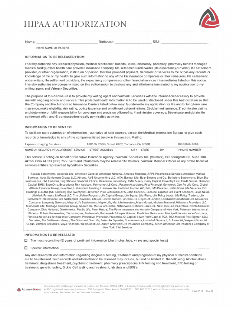 Fillable Online Authorized Representative/ HIPAA Form Fax Email Print ...