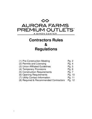 Fillable Online site-specific contractor rules & regulations addendum ...