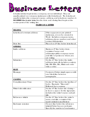 Fillable Online PARTS OF A LETTER: Fax Email Print - pdfFiller