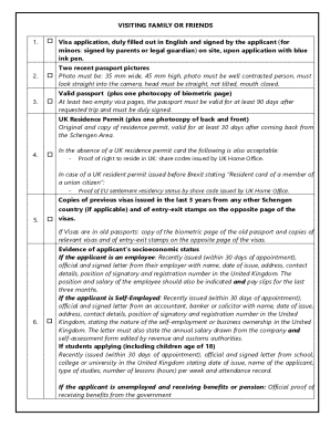 Fillable Online VISITING FAMILY OR FRIENDS 1. Visa application, duly ...