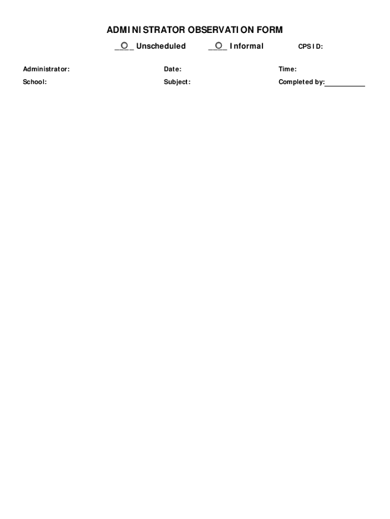 Completable En línea Admin Observation Form.doc Fax Email Imprimir ...
