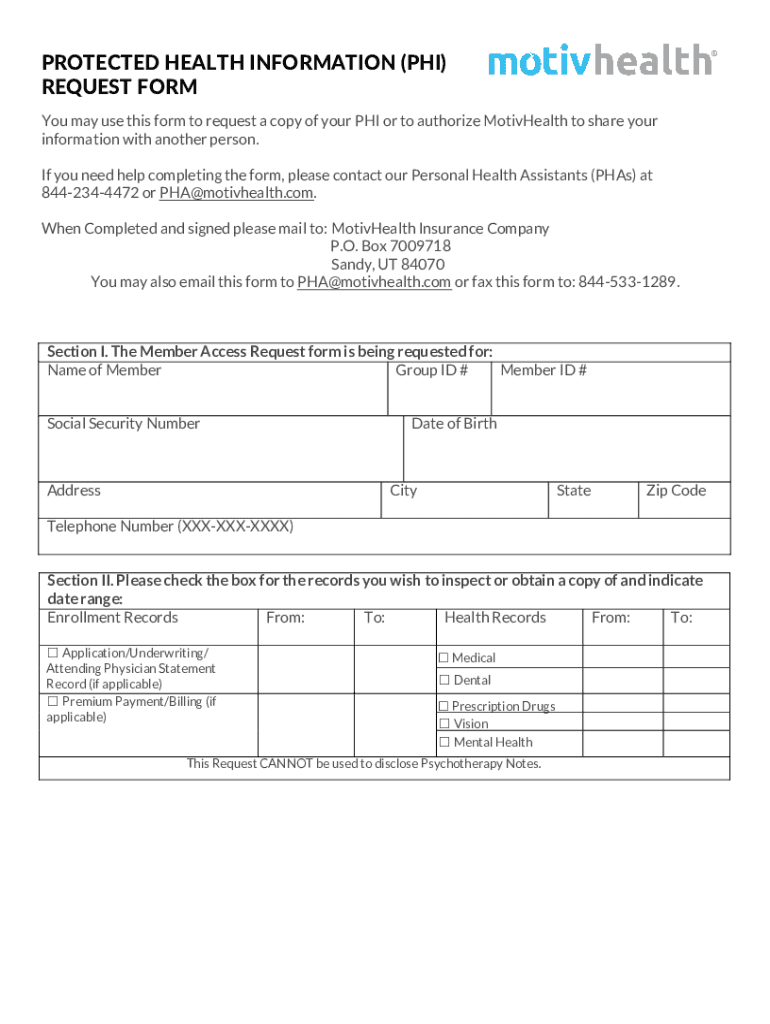 Fillable Online request to amend protected health information (phi) Fax ...