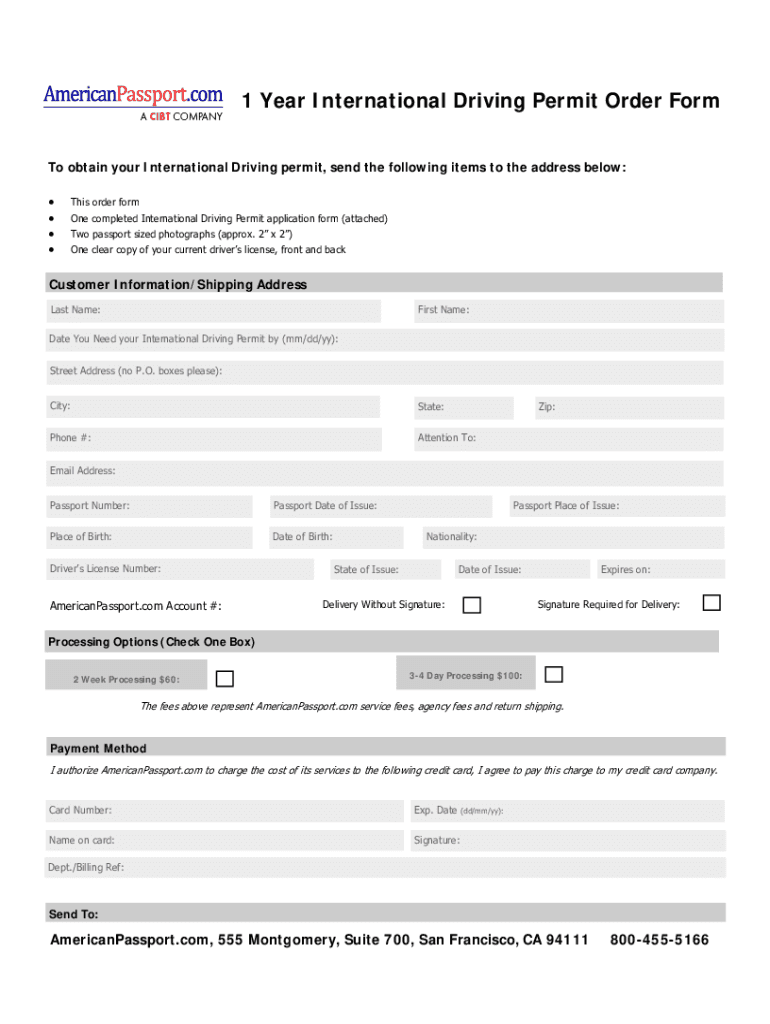 Fillable Online American Passport International Driving Permit Kit ...