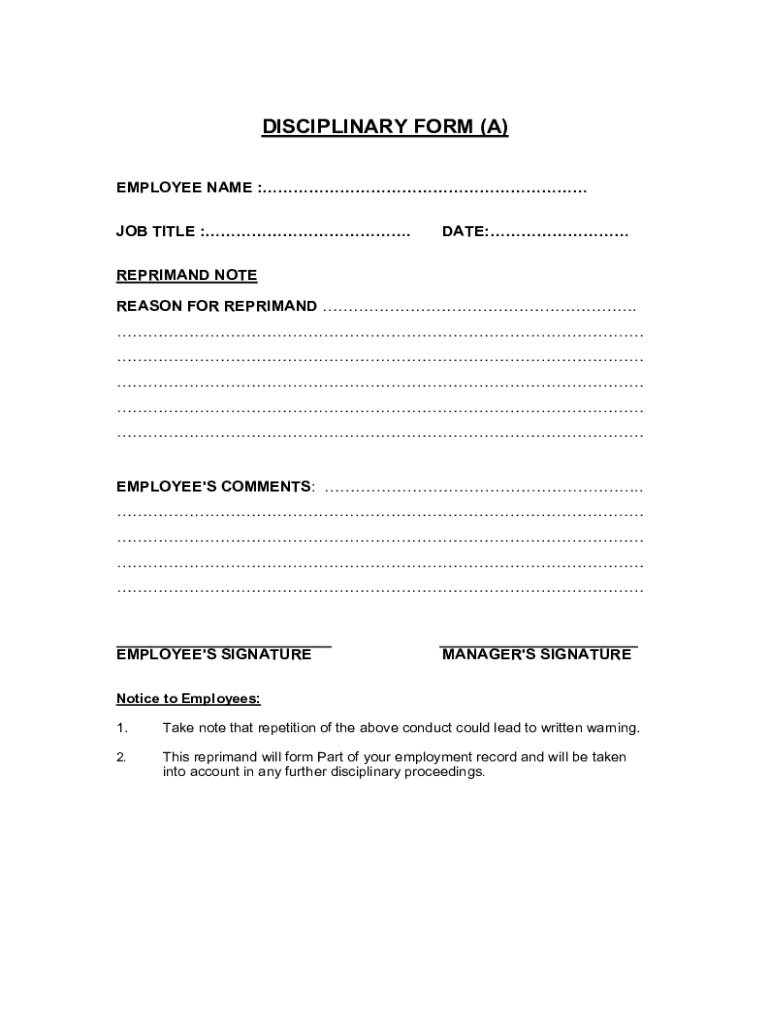 Fillable Online Disciplinary Code and Procedure Policy Forms.docx Fax ...