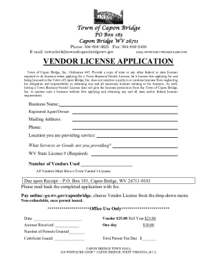 Fillable Online Vendor License Application.doc Fax Email Print - pdfFiller