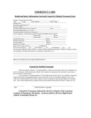 Fillable Online HEALTH AND INJURY INFORMATION CARD and ... Fax Email ...