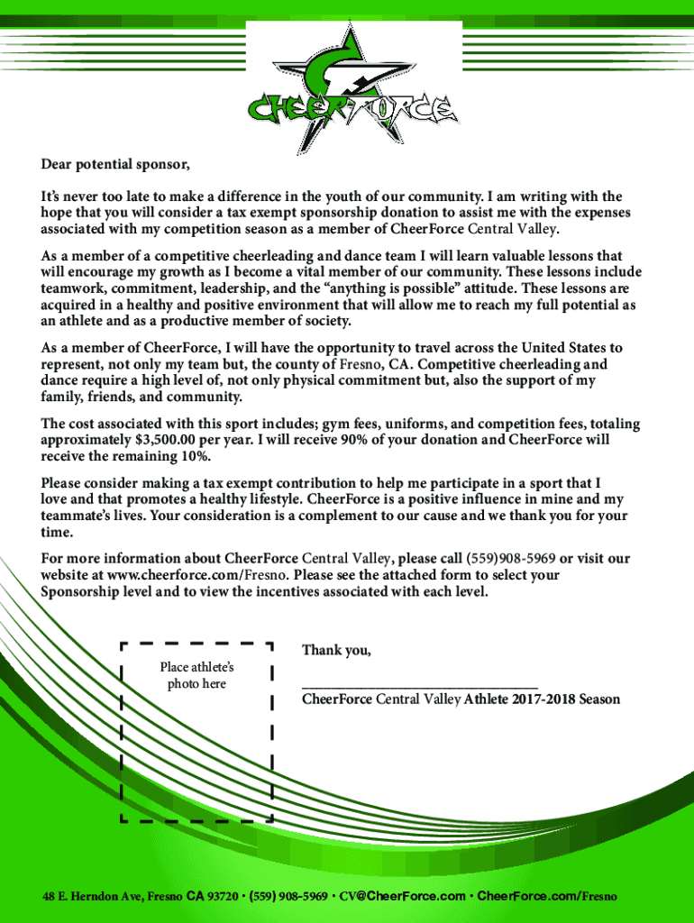 Fillable Online Dear potential sponsor, It's never too late to make a ...