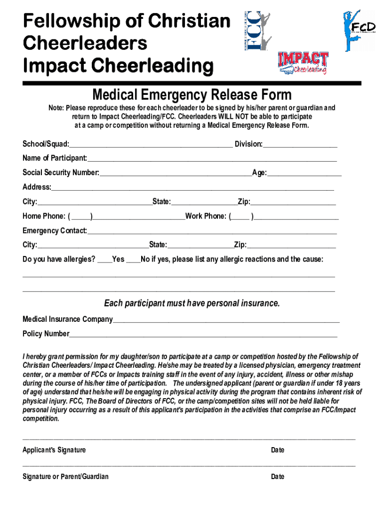 Fillable Online FCC & Impact - Medical Release Form Fax Email Print ...