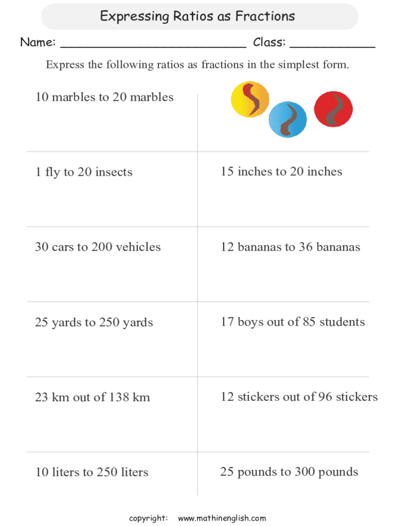 Fillable Online Express each of the following ratios in simplest form ...
