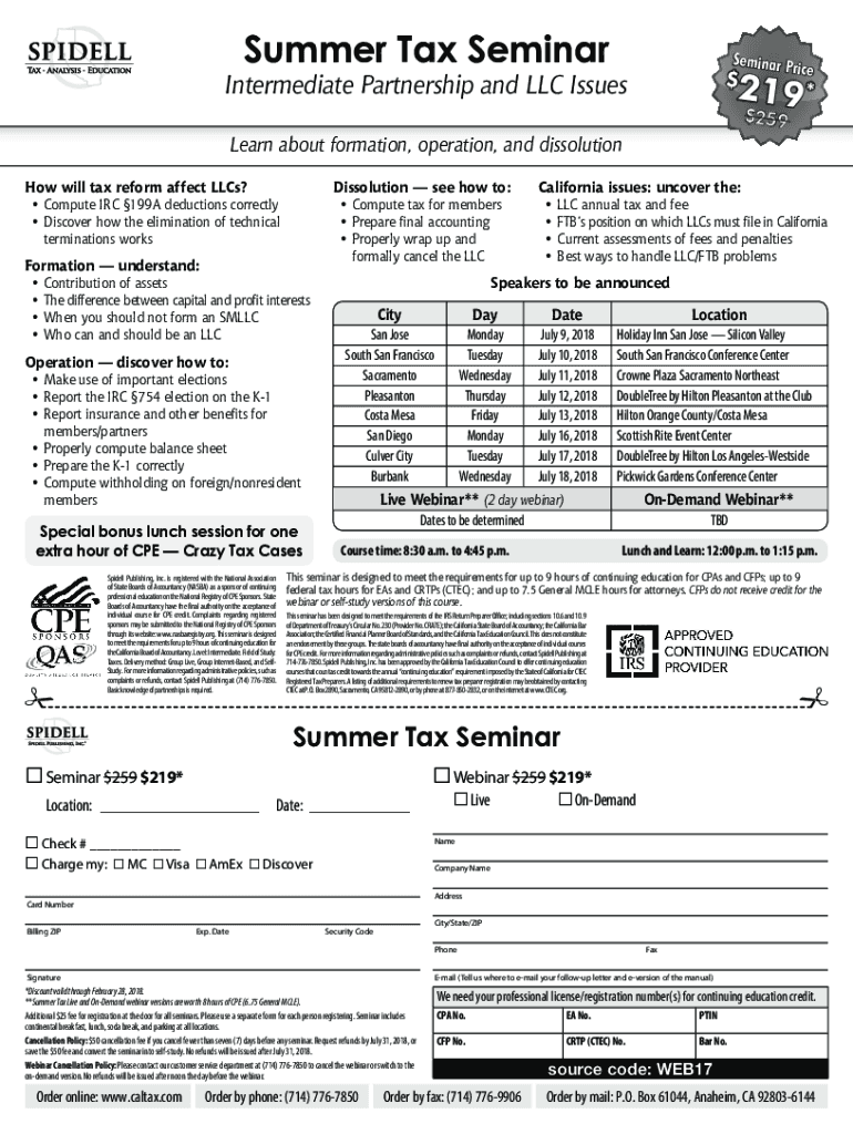 Fillable Online Seminar Pri Fax Email Print - pdfFiller