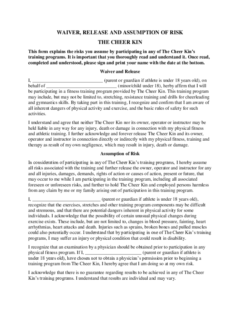 Fillable Online Release and waiver of liability agreement for ...