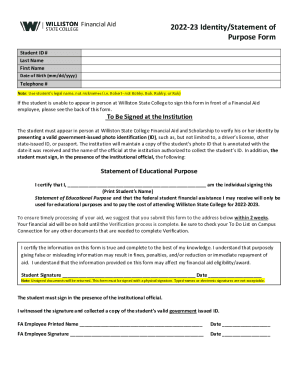 Fillable Online 2022-23 Identity/Statement of Purpose Form Fax Email ...