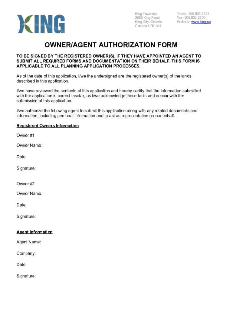 Fillable Online OwnerAgent Authorization Form.pdf Fax Email Print ...