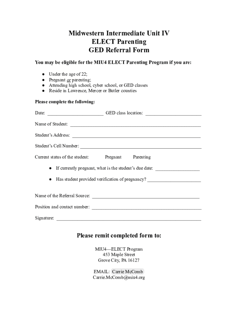 Fillable Online Referral Form.GED Referral.IU website.docx Fax Email ...