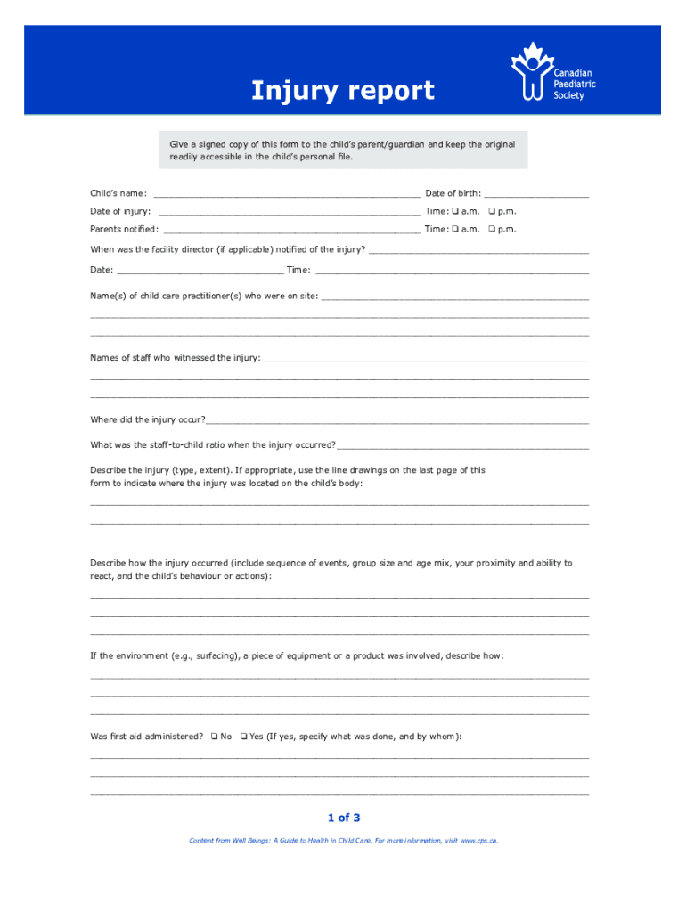 Fillable Online Injury report form Fax Email Print - pdfFiller